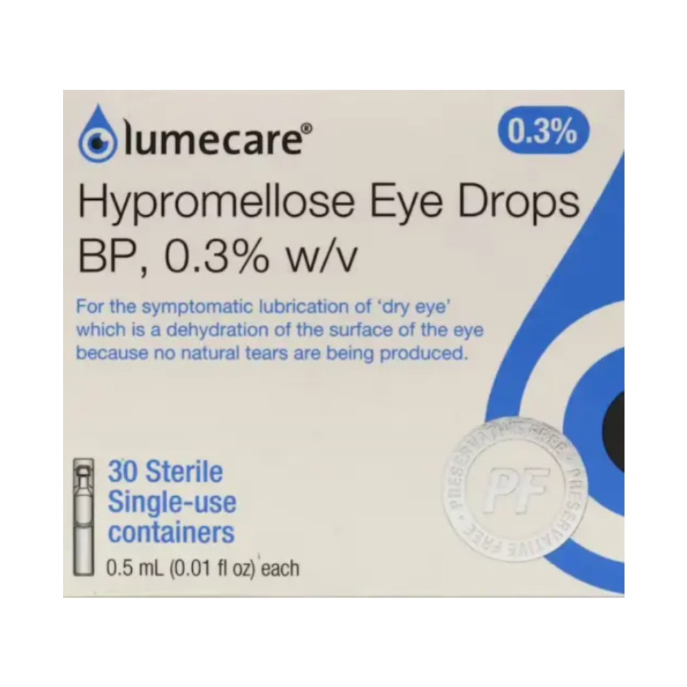 Lumecare Hypromellose Eye Drops 0.3% Single w/w 0.5ml - 30 Unit Doses ...