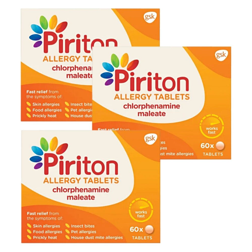 Piriton Allergy - 60 Tablets - 3 Packs | Buy Online UK | Fast Delivery ...